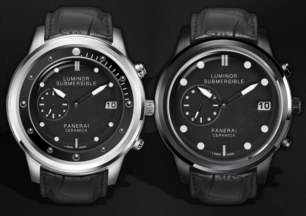 Panerai_LuminorSubmersible Black & Black no Bezel - Round Custom Faces ...