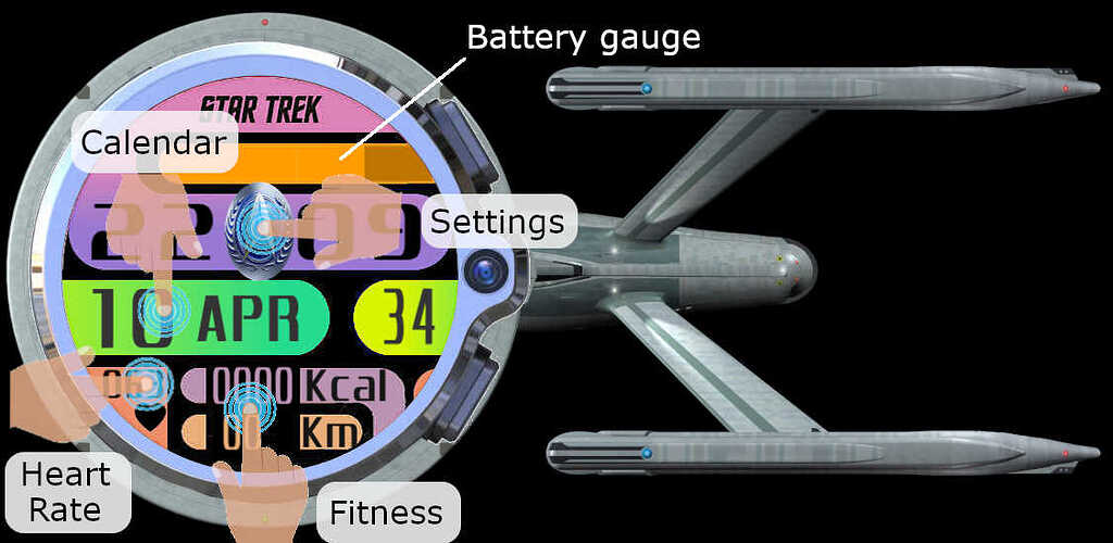 StarTrek Lcars watchface - Round Custom Faces - Full Android Watch