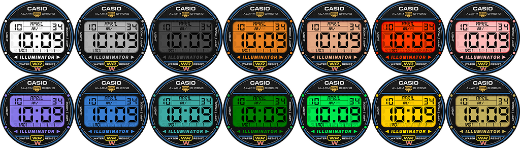 W_casio_14_colors - Round Custom Faces - Full Android Watch