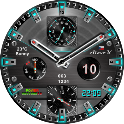 New red black - analog - Round Custom Faces - Full Android Watch
