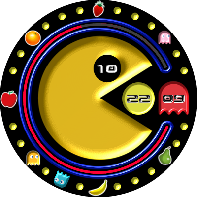 Pacman watchface - Round Custom Faces - Full Android Watch