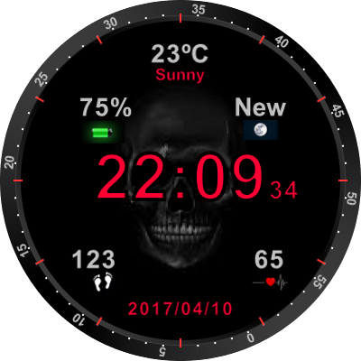 Here is my ClockSkin - JN_Caveira - Round Custom Faces - Full Android Watch